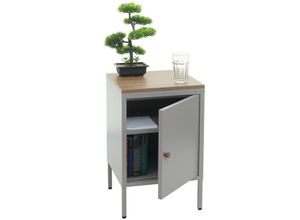4057651609386 - Nachttisch MCW-L84 Nachtschrank Kommode Beistelltisch Schrank Metall 63x40x40cm Melaminbeschichtet ~ grau
