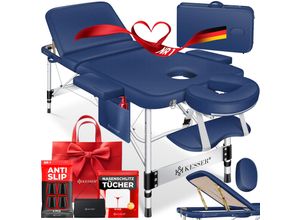 4255598324007 - KESSER® Mobile Massageliege klappbar & höhenverstellbar 3 Zonen Massagebett Massagetisch Kosmetikliege Breit Therapieliege Aluminium + 10x Gesichtsauflage mit Kopfstütze Armlehnen & Tasche