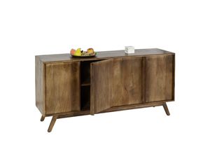 4057651836669 - Sideboard MCW-L96 Kommode Schrank Anrichte 4 Fächer und 4 Regalböden Massiv-Holz Mango 72x146x43cm MVG