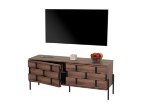 4057651638126 - TV-Rack MCW-M44 Fernsehtisch Lowboard TV-Schrank Kommode Staufächer 3D-Flecht-Design Push-to-open Türen 120cm braun