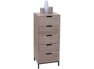 4057651711218 - Kommode MCW-N90 Schrank Highboard 3D-Design 5 Schubladen Holz Metall 84x35x29cm ~ natur