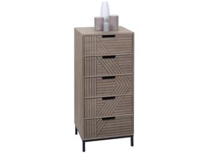 4057651711119 - Kommode MCW-N90 Schrank Highboard 3D-Design 5 Schubladen Holz Metall 84x35x29cm ~ grau-braun