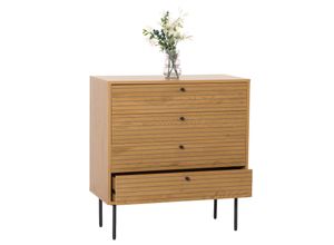4057651709208 - Kommode MCW-N78 Sideboard Schrank  4 Schubladen skandinavischer Stil Metall Holz Melamin MVG 85x80x40cm ~ natur
