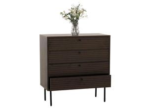 4057651709079 - Kommode MCW-N78 Sideboard Schrank 4 Schubladen skandinavischer Stil Metall Holz Melamin MVG 85x80x40~ dunkelbraun