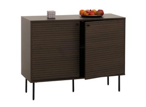 4057651709277 - Sideboard MCW-N78 Kommode Schrank Anrichte skandinavischer Stil Metall Holz Melamin MVG 86x110x40cm ~ dunkelbraun