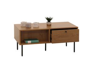4057651895024 - Couchtisch MCW-N78 Wohnzimmertisch Sofatisch skandinavischer Stil Metall Holz Melamin MVG 45x100x50cm ~ natur