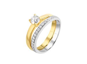 4006046381536 - Zeeme Silber Ring Set 2 teilig 925 - Sterling Silber Zirkonia weiß Glänzend (Größe 018 (570))