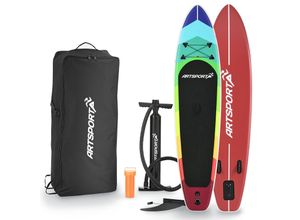 4260565524861 - Vorbestellung Stand Up Paddle Board Retro Love – Aufblasbares SUP Board Set bis 150 kg - Rot-Bunt Lieferbar ab 25062024