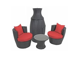 4041908099990 - Sitzgruppe Linz rot   schwarz Kunststoff Metall 7-teilig