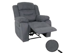 4057651640303 - Fernsehsessel MCW-J57 XXL Relaxsessel TV-Liegesessel Nosagfederung Wildleder-Optik Stoff Textil bis 200kg ~ graublau
