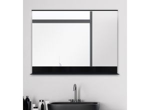 4250312108079 - Black Home Badspiegel 80 x 60 cm - Touch - Badezimmerspiegel mit led Beleuchtung in neutralwei� � mit praktische Ablage in schwarz - Sensortaster