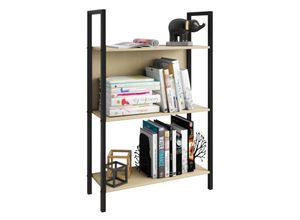 4051814436857 - Standregal Holz Metall Aufbewahrung Stand Regal Bücherregal Deko Bücher Standregal Flakos 3 Gr 56 honig eiche B56cm H100cm T24cm Metall Holz Spanplatte Holzwerkstoff Regale