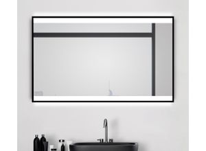 4250312107867 - Black Shine Badspiegel 120 x 70 cm - Badezimmerspiegel mit led Beleuchtung in neutralwei� � matt schwarz - an-aus Taster am Rahmen - Talos