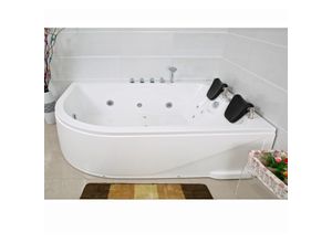 4058166007100 - HOME DELUXE - Whirlpool Badewanne BLUE OCEAN XL - 180 x 120 cm links weiß I Whirlwanne Pool für 2 Personen