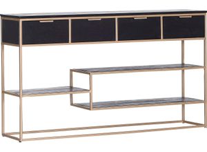 4061915119924 - Konsole Porto schwarz (schwarz gold) B141cm H80cm T33cm Sideboards Konsolentisch