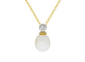 4006046344661 - Zeeme Pearls Anhänger mit Kette 925 - Sterling Silber Perle weiß 45cm Glänzend