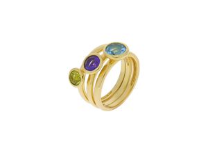 4006046345545 - Fingerring ZEEME 925 - Sterling Silber Blautopas Peridot Amethist Fingerringe Gr 054 (172) 15 ct Silber 925 (Sterlingsilber) gelb (gelb blau) Damen Fingerringe