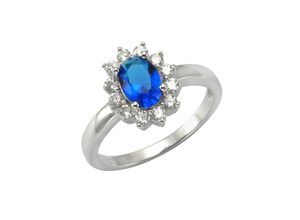 4006046270359 - Zeeme Silber Ring 925 - Sterling Silber Glasstein blau Glänzend (Größe 062 (197))