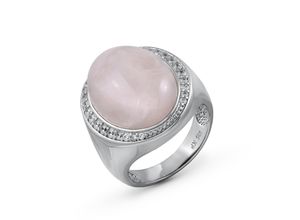 4006046335683 - Fingerring ZEEME 925 - Sterling Silber rhodiniert Rosaquartz Zirkonia Fingerringe Gr 016 (505) Silber 925 (Sterlingsilber) weiß (weiß rosa) Damen Fingerringe