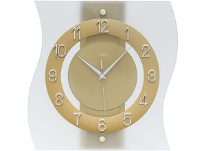 4037445160705 - Funkwanduhr AMS Wanduhren Gr B H L 30cm x 6cm x 32cm grau (messingfarben) Exklusiv-Modell Wanduhr Quarzuhr Made in Germany Wohnzimmer Küche