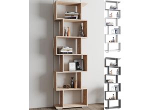 4051814427275 - Standregal Holz Raumteiler Stand Regal Bücherregal Deko Bücher 6 Fächer Standregal Palusa L Gr 60 grau (anthrazit) B60cm H196cm T24cm Holzwerkstoff Holz Spanplatte Regale