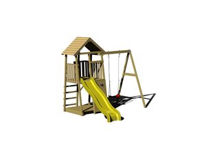 4751017090855 - Wenditoys - Wendi Toys Holz Spielhaus Stelzenhaus Klettergerüst Biene inkl Rutsche Schaukel und Sandkasten gelb