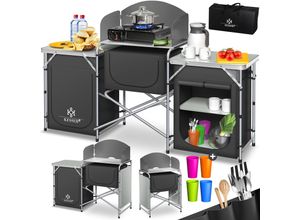 4255598351201 - KESSER® Campingschrank Campingküche mit Aluminiumgestell inklTragetasche  Kocherschrank für Camping  Campingmöbel  Outdoor