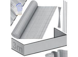 4260751943391 - KESSER® PVC Sichtschutzmatte Sichtschutzzaun Balkonverkleidung Windschutz Wetterfest verstärkten Lamellen für Garten Balkon Terrasse Outdoor Balkonumrandung mit Kabelbindern und Abdeckung