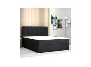 4262413690919 - Möbel Punkt Boxspringbett PRAG Chesterfield – Optik mit Bettkasten 180 x 200 cm Webstoff Schwarz Bet