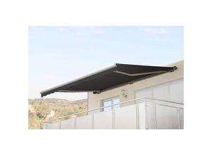 4057651243061 - Elektrische Kassetten-Markise H124 Vollkassette Volant 5x3m ~ Polyester Anthrazit