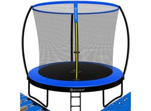 4255598319928 - KESSER® Trampolin Gartentrampolin TÜV Rheinland GS Zertifiziert Kindertrampolin bis 150 kg Komplettset mit Sicherheitsnetz Regenabdeckung Leiter Randabdeckung & Zubehör