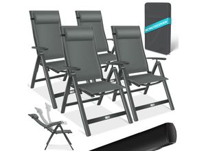 4255598335188 - KESSER® Gartenstuhl Hochlehner mit Armlehnen Aluminium Klappstuhl inkl Kopfkissen Campingstuhl 7-Fach Verstellbar Rückenlehne Atmungsaktiv & Wetterfest Klappbar & Anti-Rutsch