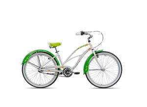 4250585409439 - Chrisson Sandy Beachcruiser 26 Zoll Damen Herren 155 - 170 cm Beach Cruiser Fahrrad 3 Gang Nabenschaltung Strandfahrrad weiß grün 41 cm