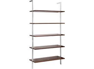 4068223325252 - Ablageregal Aninnar braun B90cm H175cm T35cm FSC-zertifizierter Holzwerkstoff LEGER HOME BY LENA GERCKE Regale Wandregal Standregal Bücherregal fünf Einlegeböden aus Eschenholzfurnier Gestell aus Edelstahl