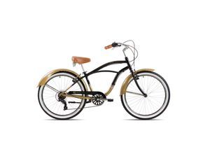 4250585409408 - Chrisson Sando Beachcruiser 26 Zoll Damen Herren 155 - 170 cm Fahrrad 6 Gang schwarz gold 41 cm