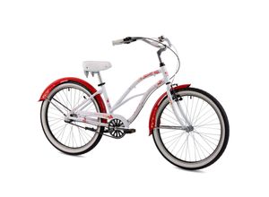 4250585409453 - Chrisson Sandy Beachcruiser 26 Zoll Damen Herren 155 - 170 cm Beach Cruiser Fahrrad 3 Gang Nabenschaltung Strandfahrrad weiß rot 41 cm