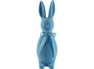 4056422202696 - Dekofigur AM DESIGN Hase mit Schleife in samtiger Flock-Haptik blau B15cm H46cm T46cm Dekofiguren Osterdeko in zwei Größen