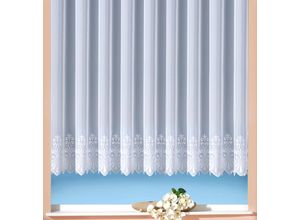 4005385836769 - Gardine WECKBRODT Heidelberg Gr 4 weiß Gardinen 145cm Kräuselband 750cm Polyester Store Voile mit 1 oder 2 Bordüren Kante gebogt floral B750cm H145cm