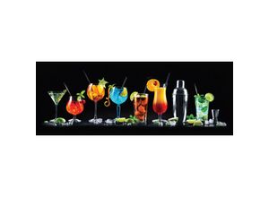 4260664195054 - Glasbild Colourful Cocktails  Mehrfarbig  Glas  Getränke  rechteckig  30x80 cm  Fotografie einfache und schnelle Anbringung glänzend 