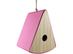 4056422135055 - Dekofigur AM DESIGN Vogelhaus Pyramide aus Bambus pink B12cm H20cm T20cm Bambus Dekofiguren Osterdeko in gelb pink oder grün