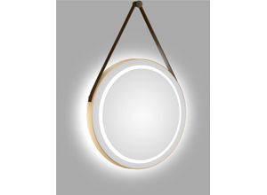 4260671850250 - Spiegel TALOS CORVIA gold (goldfarben) B50cm H50cm T25cm Aluminium Spiegel austauschbare LED Beleuchtung Shine in matt Ø50 cm