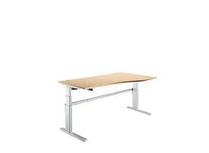 4250510872291 - Schreibtisch Komfort elektrisch höhenverstellbar Freiform Ansatz rechts C-Fuß B 1800 x T 1000 800 x H 655-1305 mm Ahorn weißalu