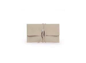 4053704036383 - Clutch GRETCHEN Opal Loop Damen Gr B H T 25cm x 20cm x 20cm beige (beige silberfarben) Leder Taschen mit eleganter Metall-Schleife