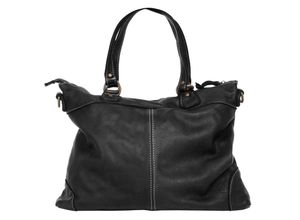 4260543062330 - Shopper CLUTY Damen Gr B H T 43cm x 30cm x 11cm onesize schwarz Leder leicht glänzend unifarben Taschen echt Leder Made in Italy