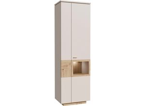 5904767039745 - Vitrine Louoto Stauraumvitrine Standvitrine Stauraumschrank beige (sand artisan eiche) B607cm H1972cm T416cm Spanplatte Schränke Türanschlag rechts oder links wechselbar mit Soft Close Höhe 1972cm