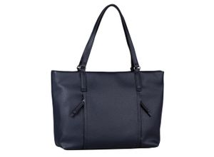 4255619915658 - Shopper TOM TAILOR Beca Damen Gr B H T 44cm x 30cm x 12cm blau (dunkelblau) Polyurethan clean gepflegt unifarben Taschen aus hochwertigem Kunstleder mit funktionalen Details