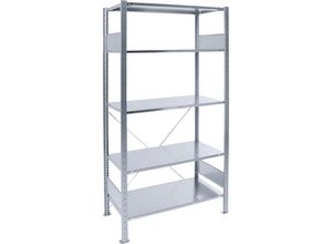 4061753012210 - eurokraft pro Steckregal einreihig Fachboden-BxT 1000 x 500 mm verzinkt Höhe 2000 mm Grundregal