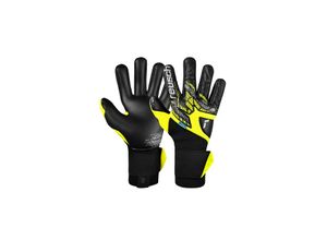 4060485557501 - Torwarthandschuhe REUSCH Attrakt Gold X NC Gravity Damen Gr 105 gelb (gelb schwarz) 63% Elastodien 31% Polyester 3% Polyamid 3% Polyurethan mehrfarbig Handschuhe mit maximalem Grip