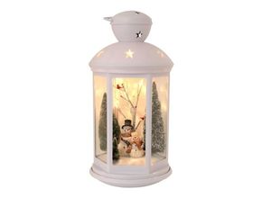 4057984008337 - X-mas Art Collection - led Winter Laterne weiß mit Deko rotierende Lichtfunktion - Weiss