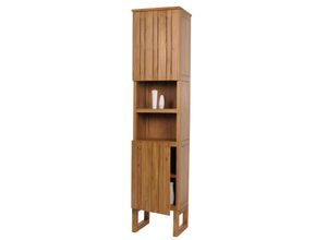4057651852096 - Teak-Hochschrank MCW-M72 Badschrank 2 Türen 6 Fächer hochwertiges B-Grade-Teak (Kernholz 20-30 Jahre) 181x40x35cm